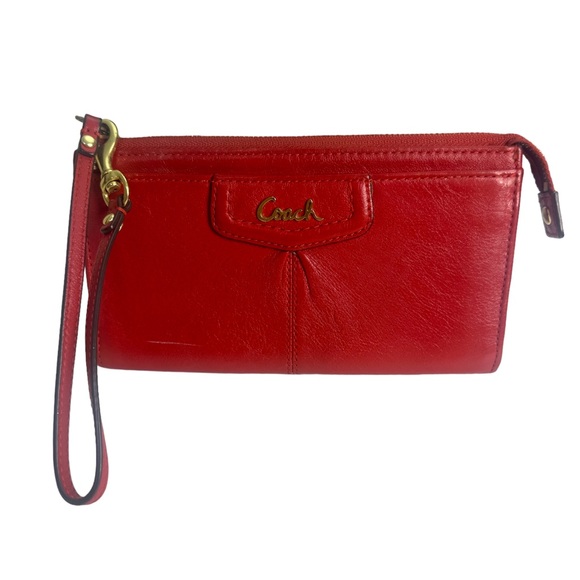 Coach | Bags | Coach Red Leather Wristlet Wallet | Poshmark